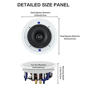 Herdio 6.5 inch 640 Watts Ceiling Speakers 2 Way Flush Mount Passive Perfect for Office,Kitchen,Living Room,Bathroom(4 Speakers)