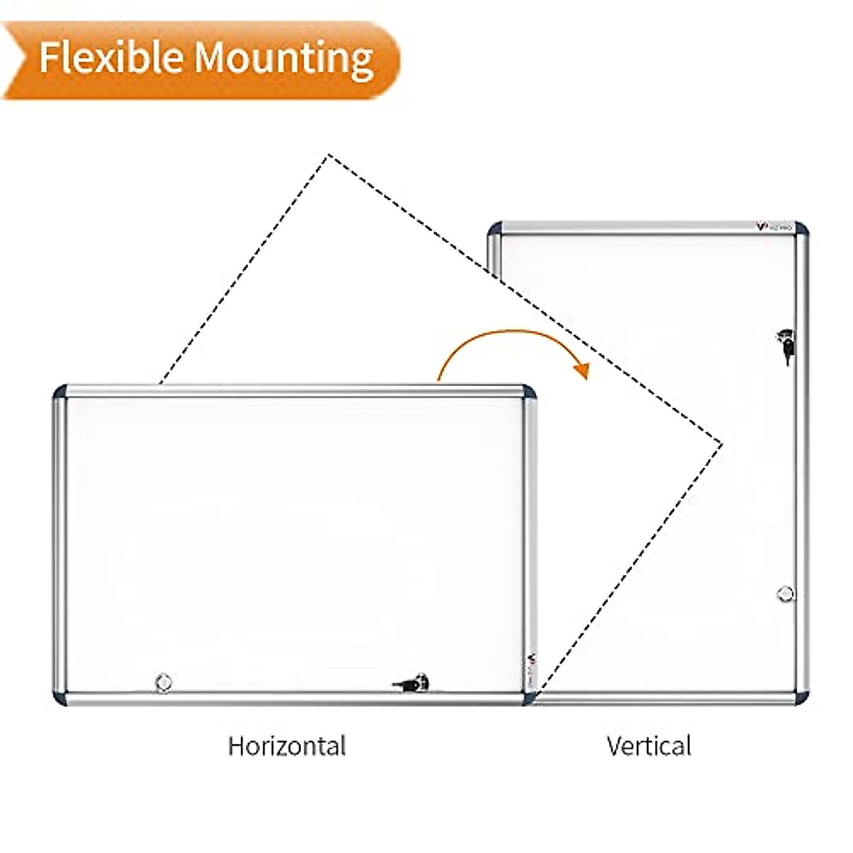 VIZ-PRO Tamperproof Lockable Magnetic Dry Erase Board Class 1 Aluminium Framed 48x24 Inches