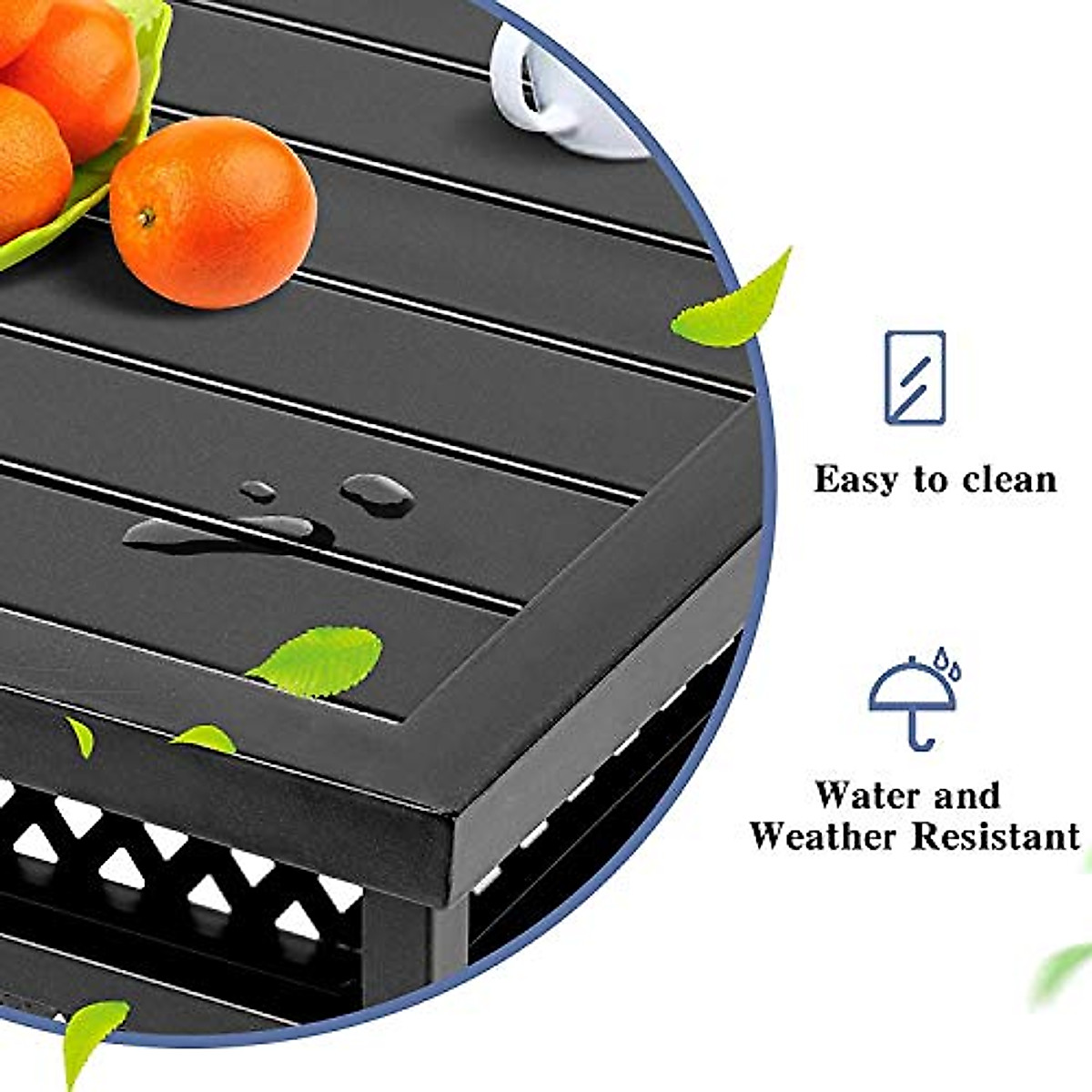 Omelaza Outdoor Patio Bistro Coffee Table Side Table with 1.57" Umbrella Hole, Small Metal Square, for Garden, Pool, Deck, Black