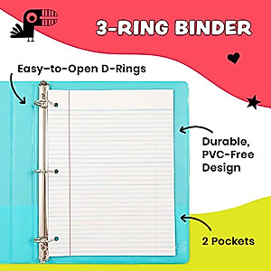 Yoobi 1 Inch Binder Set – 3-Ring Binders with 2 Pockets – Perfect for School or Office – Holds up to 220 Sheets – 4 Pack – Solid Multicolor Variety