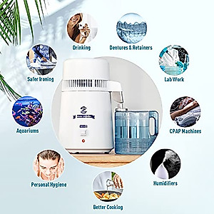 CO-Z Distilled Water Maker, 1 Gallon Water Distiller, 4L Home Countertop Water Distiller Machine, Table Desktop Water Distill Distilling Purifier Purification Filter, Home Pure Clean Water Device