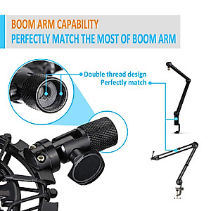 YOUSHARES SM7B Shock Mount with Pop Filter Matching Mic Boom Arm Stand, Compatible with Shure SM7B Microphone