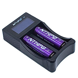 NTHPO Universal Battery Charger S2 LCD Display Smart Intelligent Charger for Rechargeable Li-ion Batteries 26650 22650 18650 18490 18350 17670 17500 16340(RCR123) 14500 10440 Ni-MH Ni-CD AA AAA