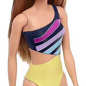 Barbie Doll, Blonde, Wearing Colorful Cut-Out Swimsuit, for Kids 3 to 7 Years Old