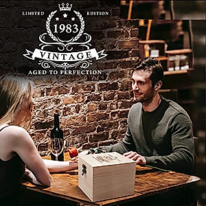 Lighten Life 40th Birthday Gifts for Men,1983 Whiskey Glass in Valued Wooden Box,Bourbon Glass for 40 Years Old Dad,Husband,Friend,40th Birthday Decorations for Men,12 oz Old Fashioned Glass