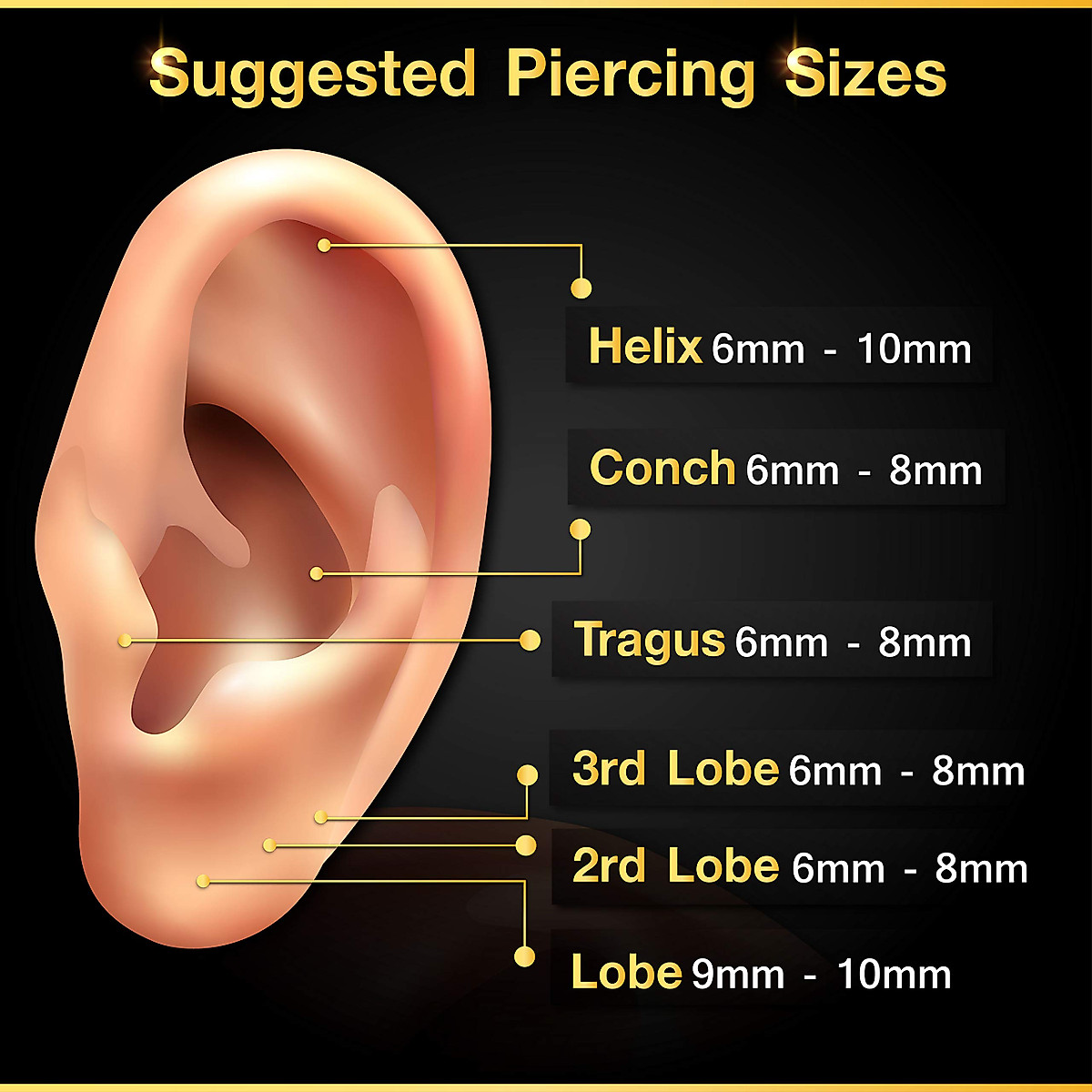 KJM FASHION 4PCS Surgical Steel Monroe Labret 16g 1.2mm 7/16 11mm 3mm Ball Forward Helix Medusa Tragus Lip Earrings Piercing Jewelry 7411