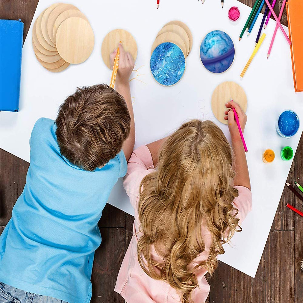 WLIANG 25 Pcs 4 Inch Wood Circles, Unfinished Wood Circles Round Disc Cutouts, 1/9 Inch Blank Round Wooden Circles for DIY Crafts, Painting, Staining, Coasters Making, Home Decorations