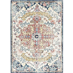 Livabliss Odelia Vintage Bohemian Area Rug,5'3" x 7'3",Garnet/Navy