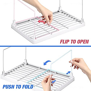NiHome 4-Pack Stackable Plastic Kitchen Storage Shelf Foldable Rack - White Kitchen Cabinet Organizer and Storage Shelves Stackable Expandable Storage Racks for Counter Cabinet Pantry