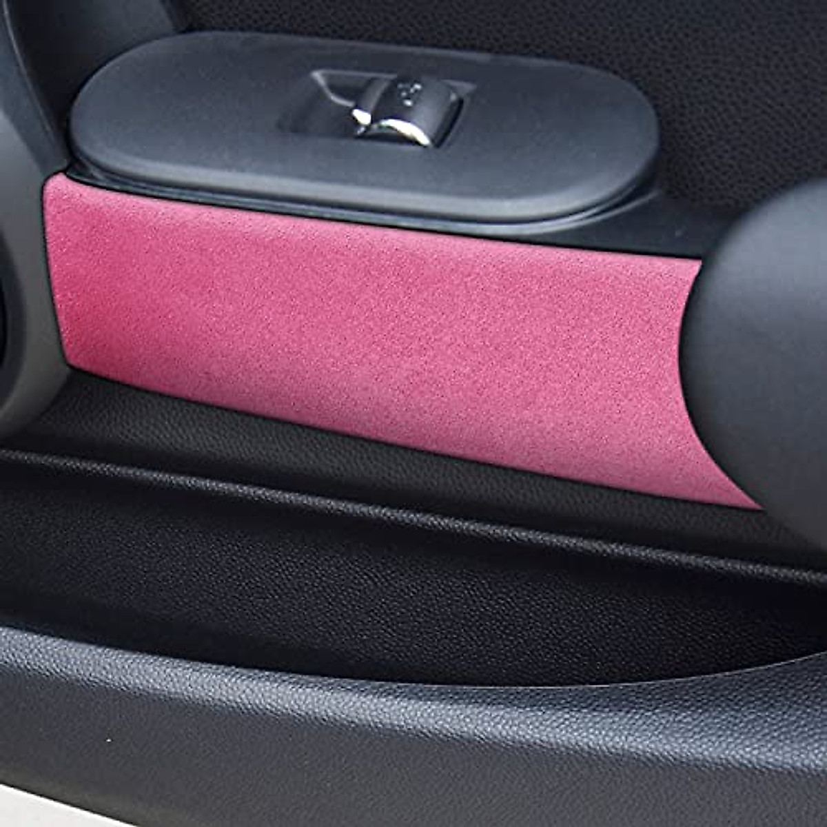 Toworldit 2pcs Alcantara + ABS Material Inner Door Handle Cover Trim Sticker Compatible with BMW Mini Cooper F56 2014-2020 (Pink)