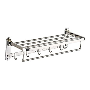 Metal Storage Shelves Wall Mounted with Hooks Durable Stable Towel Bar Organizer Stand Holder for Dormitory Household Bathroom Hotel Kitchen, S