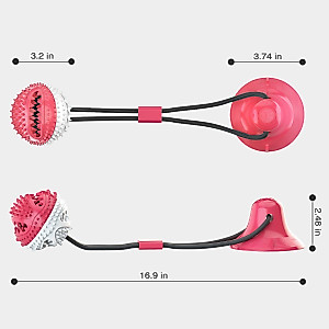 Dog Toys for Aggressive Chewer Dog Ball with Suction Cup Training IQ and Interactive Food Treat, Chewers Dog Toothbrush Interactive Ropes Toy Pet Teeth Cleaning Food Grade Non-Toxic Dental Pet Toy
