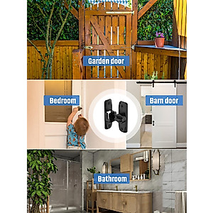 MeBantoo 90/180 Degree Flip Barn Door Lock, Protect Privacy - Security Sliding Door Latch, Small Gate Latches Hardware for Barn, Garden, Bathroom, Cabinet, Window (Black-1PC)