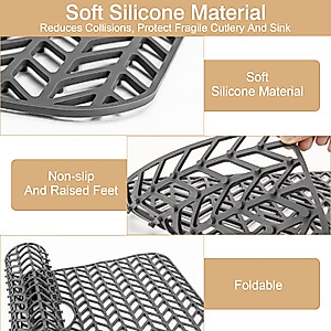 Sink Protectors for Kitchen Sink, Non-slip Silicone Sink Mat for Bottom of Kitchen Sink, 26 x 14 Inches Kitchen Sink Mats Grid with Center Drain for Farmhouse Stainless Steel Ceramic Sink