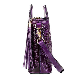 PIJUSHI Designer Leather Handbags for Women Ladies Floral Crossbody Shoulder Bags Clutch Purse (20093 Purple)