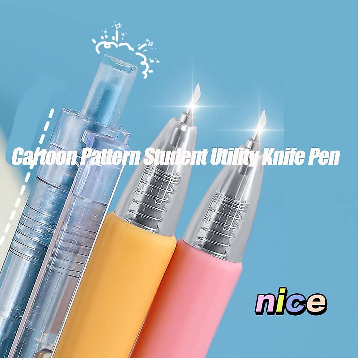 Cartoon Pattern Student Utility Knife Pen,Utility Knife Pen,Pen Utility Knife,Craft Cutting Tool Paper Pen,Student Utility Knife Pen,Art Utility Knife Pen (1 SET)