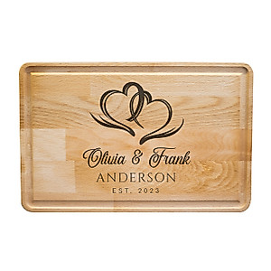 Custom Cutting Board | Personalized Cutting Board | Custom Meat Board | Couple Cutting Board | Wedding Cutting Board | Housewarming Gift | Engagement Gift for Couple (Without Handle)