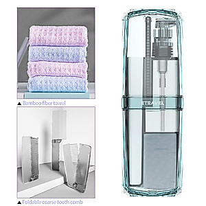 Portable Toothbrush Cup 8 in 1 Wash Set Storage Case, Toothbrush & Toothpaste Shower Gel Shampoo Comb Travel Kits Toiletry Sub (Purple)