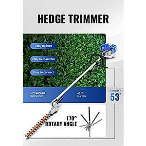 WILD BADGER POWER 26cc Weed Eater/Wacker Gas Powered, String Trimmer/Edger, Pole Saw, Hedge Trimmer and Brush Cutter Blade, 4-in-1 Multi Yard Care Tools, Rubber Handle & Shoulder Strap Included