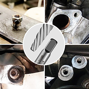5Pcs Screw Extractor Set Spiral Flute Bolt Extractor Set Cr-MO Easy Out Bolt Extractor Set for Removing Stripped Screws and Broken Bolts