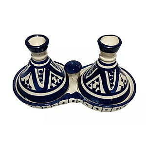 GGE "MELH BLUE" TAGINE Multi-Purpose SALT & PEPPER SMALL Moroccan Tajine