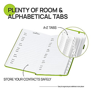 Stilip Address Book with Alphabetical Tabs - Large Print Hardcover for Organizing Contacts, Handy Size Small Address Book for All Your Important Information in One Place - Green