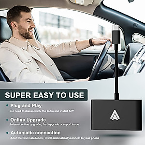WQQBFF Wireless Android Auto Car Adapter，Android Phones Converts Wired Android Auto to Wireless - Direct Plug-in Type-c Adapter， Android Auto Wireless Adapter AI Box for Car with OEM（Black）