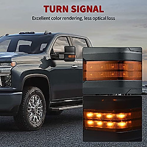 YITAMOTOR Power Folding Towing Mirrors Compatible with 2014-2018 Chevy Silverado GMC Sierra, Power Heated and Adjustable LED Turn Signal Light Tow Mirror Pair Set