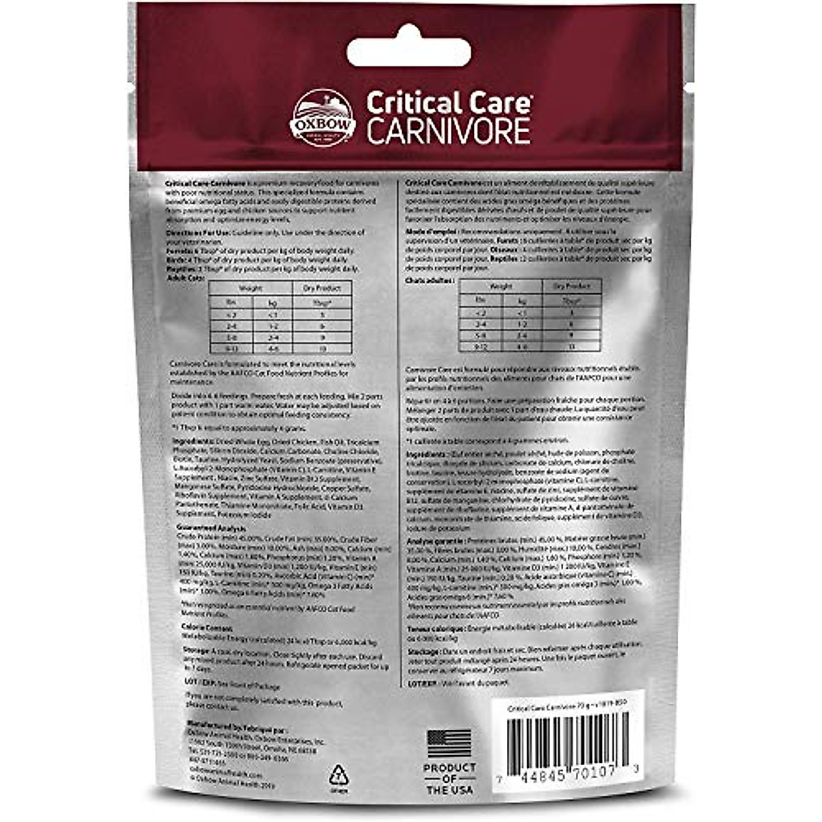 Oxbow 3 Pack of Critical Care Carnivore, 2.47 Ounces Each, Support Supplement for Small Pets