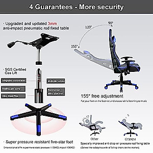 GTRACING Gaming Chair with Speakers Bluetooth Music Video Game Chair Audio Ergonomic Design Heavy Duty Office Computer Desk Chair（Blue）