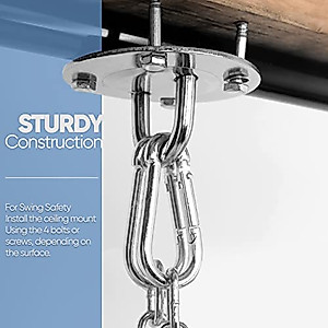 SereneLifeHome Hanging Rope Double Swing Chair, Hanging Hammock Bench, Macrame Hanging Chair, 530 lbs Capacity, Durable, Cotton Woven Swing Chair, Indoor & Outdoor (White)