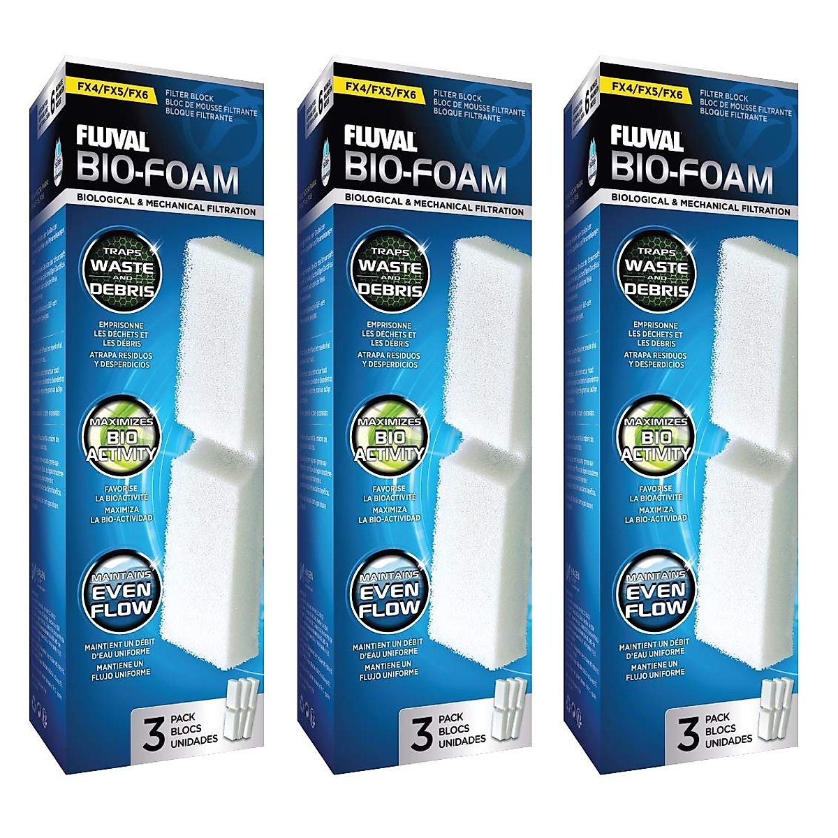 Fluval (9 Pack) FX5 Filter Foam Block, 3 Packages with 3 Filters Each