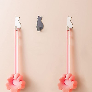 Acxico 4Pcs Waterproof Strong Adhesive Hooks for Bathroom Stainless Steel Cat Wall Sticker Wall Door Hanger for Kitchen Rustproof Towel Hooks