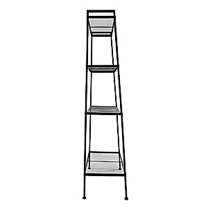 4 Tier Heavy Duty Metal Leaning Ladder Shelf Bookcase Bookshelf Storage Shelves, Black