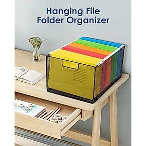 Housmile Hanging File Organizer, Foldable Mesh File Organizer, Hanging File Folder Organizer, Desk File Organizer, Letter Size File Box