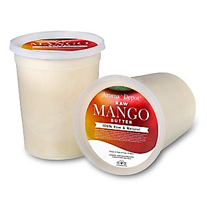 Aroma Depot 2 lb / 32 oz Raw Mango Butter Unrefined 100% Natural Pure Great for Skin, Body, Hair Care. DYI Body Butter, Lotions, Creams Reduces Fine Lines, Wrinkles, used for eczema psoriasis