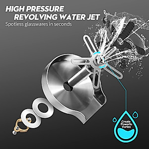 Glass Rinser, Ranol cup washer for sink with metal base, Stainless steel glass rinser for kitchen sink, Perfect for cleaning all glassware