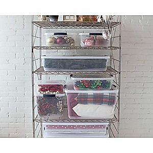 Rubbermaid Cleverstore Home Office Organization 30 Quart Latching Stackable Plastic Storage Tote Container with Lid, Clear (12 Pack)