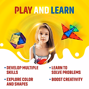 AAA777USA Magnetic 3D Building Block Tiles Learning and Educational Stem Toys for Kids, Toddlers Boys & Girls, Develops Creativity and Motor Skills – 102 Pcs Set