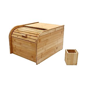 DYNAMI Bamboo Rice Storage Container,33Lbs Wooden Cereal Containers Storage Rice Dispenser,Large Dry Storage Rice Container Box with Sliding Lid and Measuring Cup,for Flour Grains
