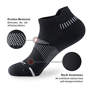 MONFOOT Women's and Men's 5 Pairs Pickleball Tennis Running Athletic Cushion Socks Black Small, multipack