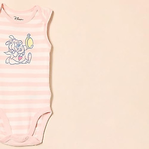 Amazon Essentials Disney | Marvel | Star Wars | Princess Baby Girls' Sleeveless Bodysuits, Pack of 6, Alice Tea Party, 24 Months