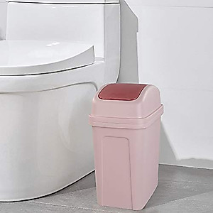 Asking 1.8 Gallon Small Trash Can with Swing-top Lid, Plastic Garbage Bin, Pink