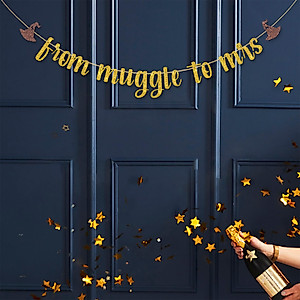 Dalaber from Muggle to Mrs Banner, Wizard Bridal Shower Decoration Wizard Wedding Engagement Bachelorette Party Supplies,Gold Glitter