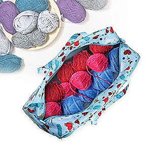 Knitting Bag Travel Yarn Storage-Tote Bag Organizer for Yarn High Capacity Yarn with Inner Divider Portable for Unfinished Carrying Knitting Project Needles Organizer