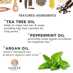 Luseta Tea Tree and Mint Shampoo Cleansing for All Hair Types Nourish Scalp 33.8 Oz