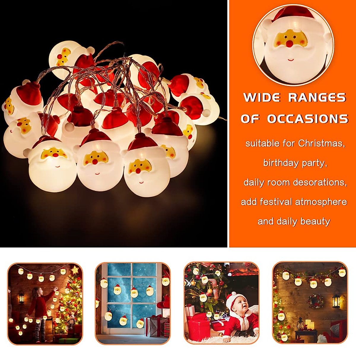 Apeso Christmas Lights, Snowman String Lights 10 ft 20 LED Battery Operated Fairy Lights, DIY Lights Decorations for Home, Garden, Patio Festival Party, Indoor and Outdoor Use (Santa Claus)