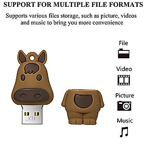 USB Flash Drives, 8GB / 16GB / 32GB / 64GB Waterproof Cute Novelty USB 2.0 USB Memory Stick Data Storage Pendrive Thumb Drives (32GB, Cute Horse)