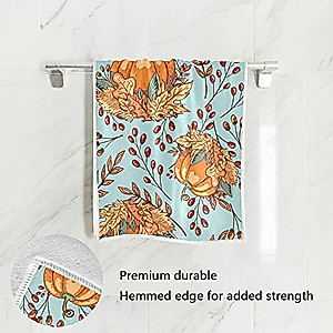 Autumn Pumpkin Leaves Soft Hand Towels for Bathroom 30X15,Decorative Fall Seasonal Vegetables Kitchen Dish Fingertip Towels Washcloth for Guest Gift Home Family