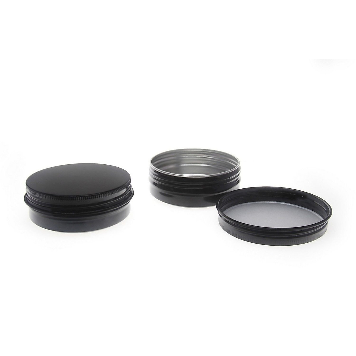 2 oz.Tins Black Aluminum Metal Tin Round Screw Top Lid Containers Jars Metal Storage Tin Jars for Lip Balm DIY Cosmetics Salves,2 Ounce/60 ML,12 Pack